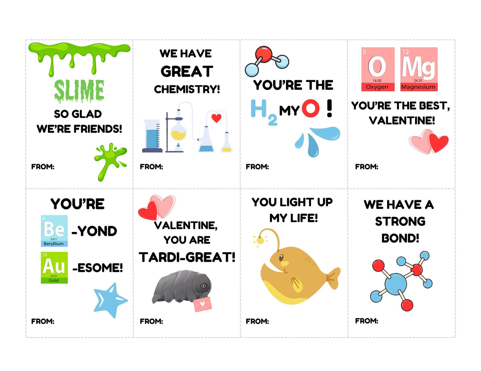 16 Stem-themed Valentines Cards – Printable Chemistry, Biology, Geology ...