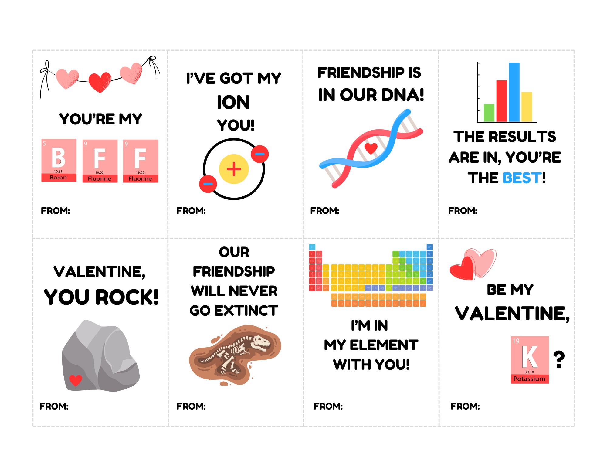 16 Stem-themed Valentines Cards – Printable Chemistry, Biology, Geology ...