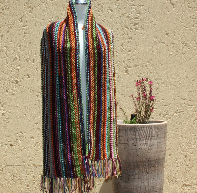 Womens Textured Scarf , Multi Colored Scarf , Warm Cosy Scarf , Chunky ...