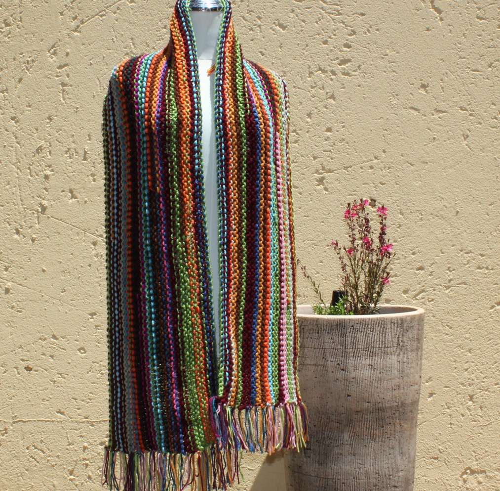 Womens Textured Scarf , Multi Colored Scarf , Warm Cosy Scarf , Chunky ...