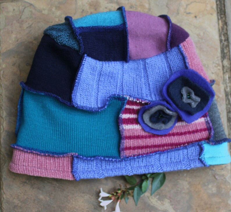 Patchwork Beanie , Boho Hat , Slouch Hat , Slouchy Beanie , Winter Hat ...
