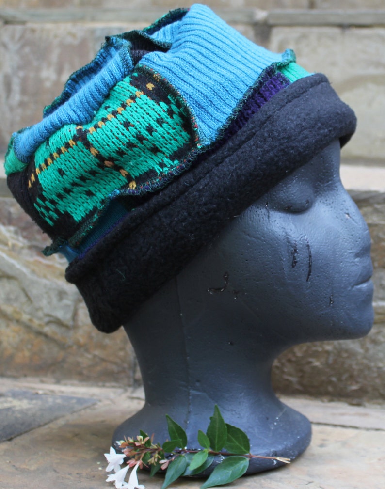 Patchwork Beanie , Boho Hat , Slouch Hat , Slouchy Beanie , Winter Hat ...