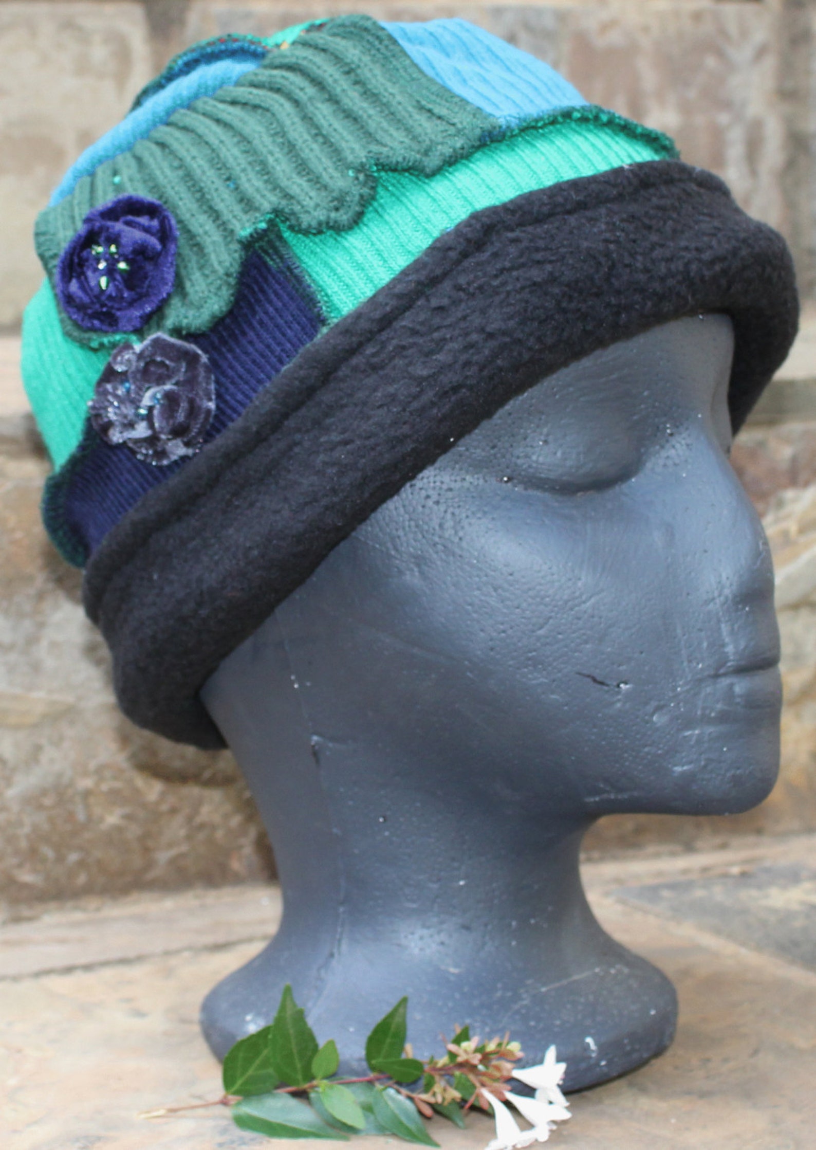 Patchwork Beanie , Boho Hat , Slouch Hat , Slouchy Beanie , Winter Hat ...