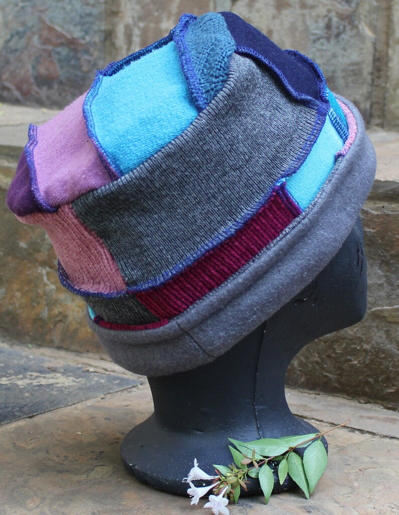 Patchwork Beanie , Boho Hat , Slouch Hat , Slouchy Beanie , Winter Hat ...
