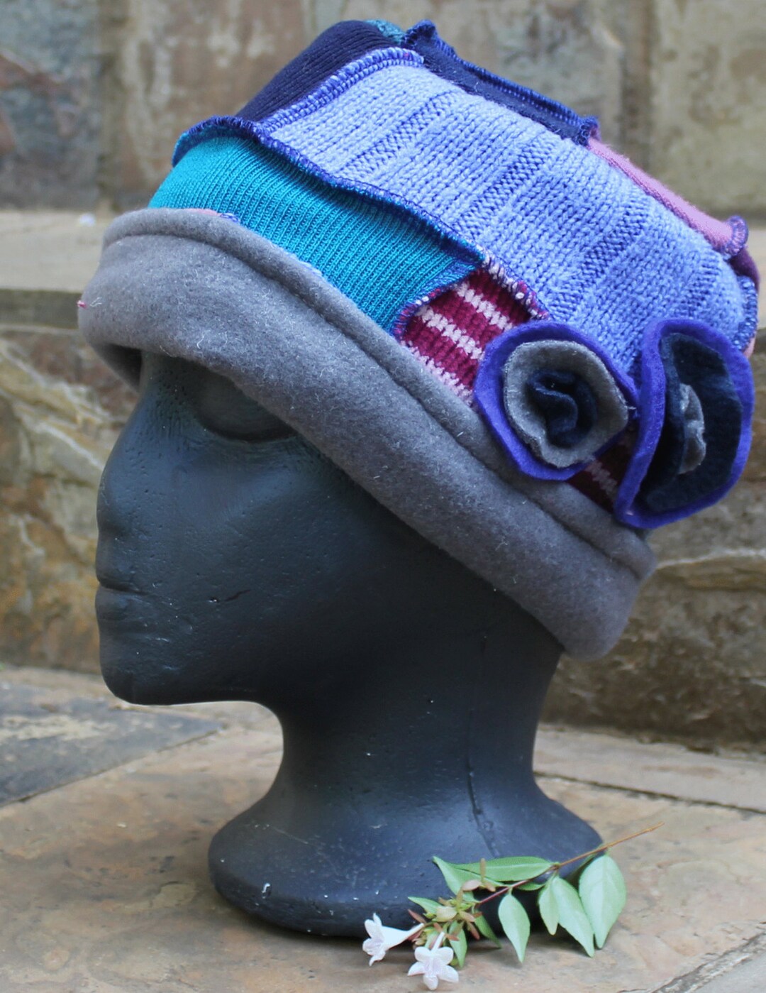 Patchwork Beanie , Boho Hat , Slouch Hat , Slouchy Beanie , Winter Hat ...