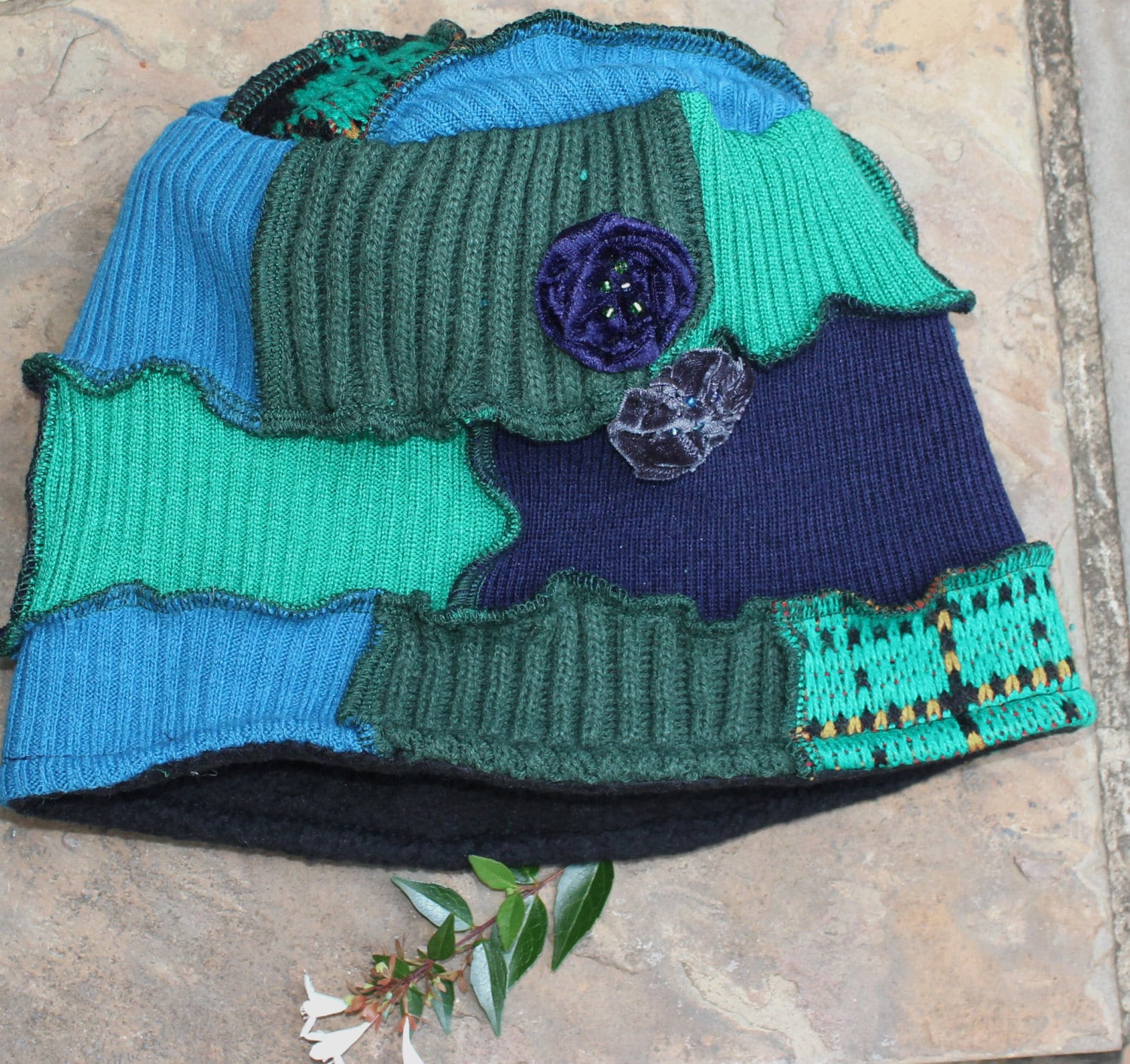 Patchwork Beanie , Boho Hat , Slouch Hat , Slouchy Beanie , Winter Hat ...