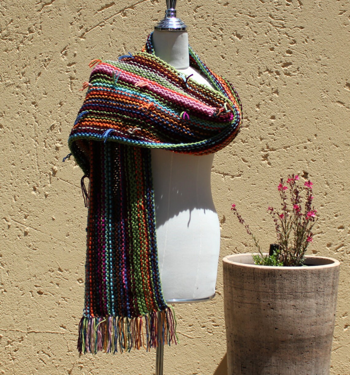 Womens Textured Scarf , Multi Colored Scarf , Warm Cosy Scarf , Chunky ...