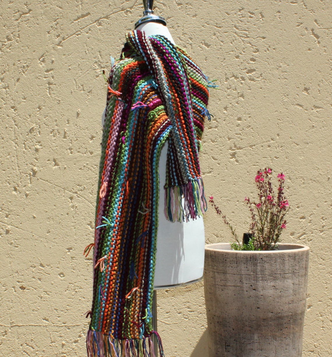 Womens Textured Scarf , Multi Colored Scarf , Warm Cosy Scarf , Chunky ...