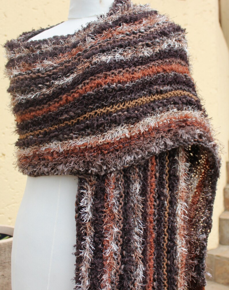 Wrap Shawl , Oversized Scarf , Soft Woolly Warm Scarf , Brown Knitted ...