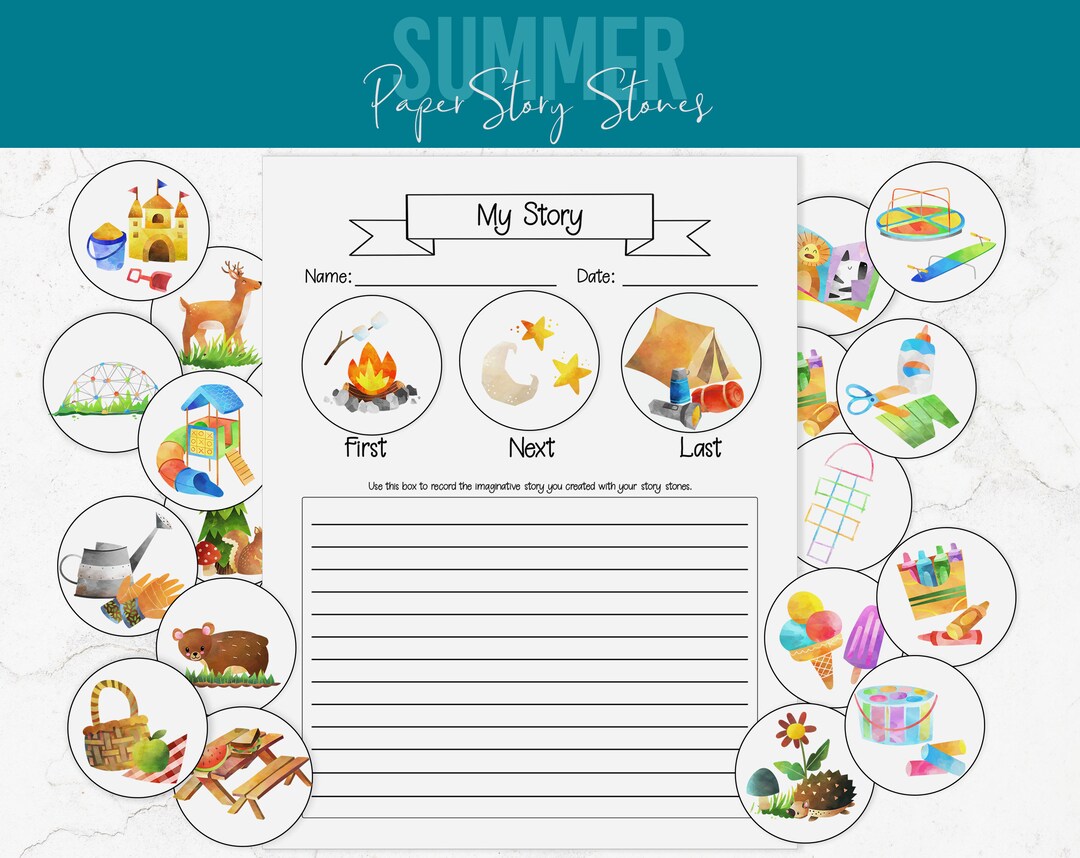 Story Starter Activity - Summer Themed Paper Story Stones, Set of 36 ...