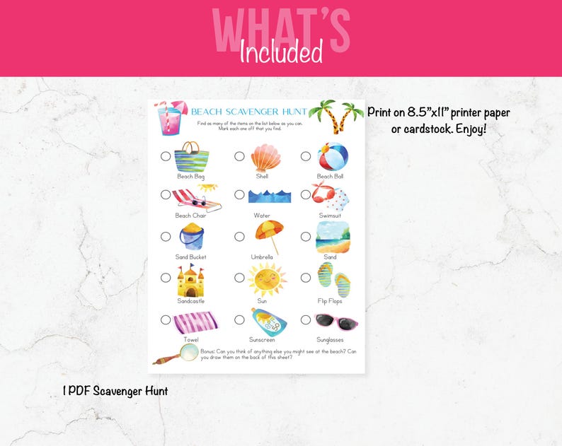 Beach Day Scavenger Hunt, Family Vacation Fun, I Spy at the Beach ...