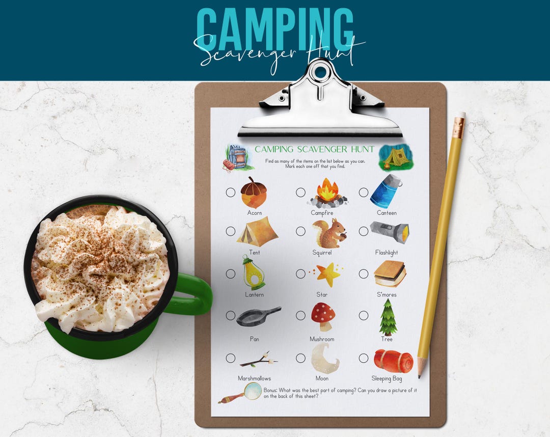 Camping Scavenger Hunt, Outdoor Nature Scavenger, Printable Summer ...