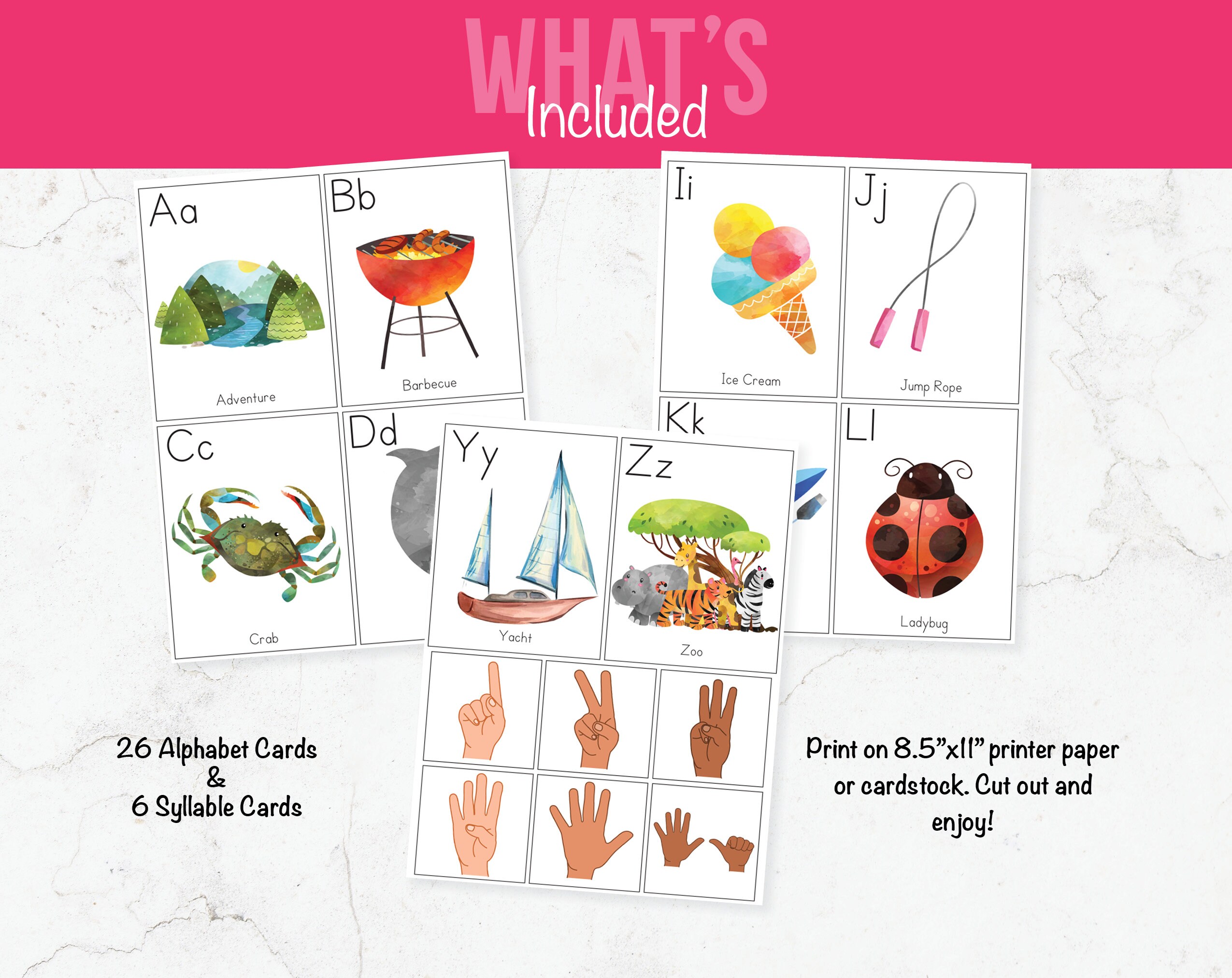 Summer ABC Cards, 26 Printable Alphabet Letter Cards, Preschool ...