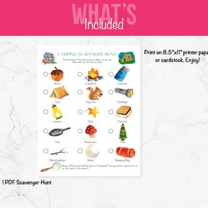 Camping Scavenger Hunt, Outdoor Nature Scavenger, Printable Summer ...