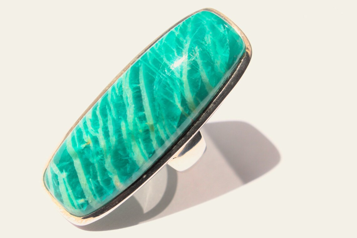 Green Amazonite Ring 925 Silver Gemstone Ring / Birthstone - Etsy