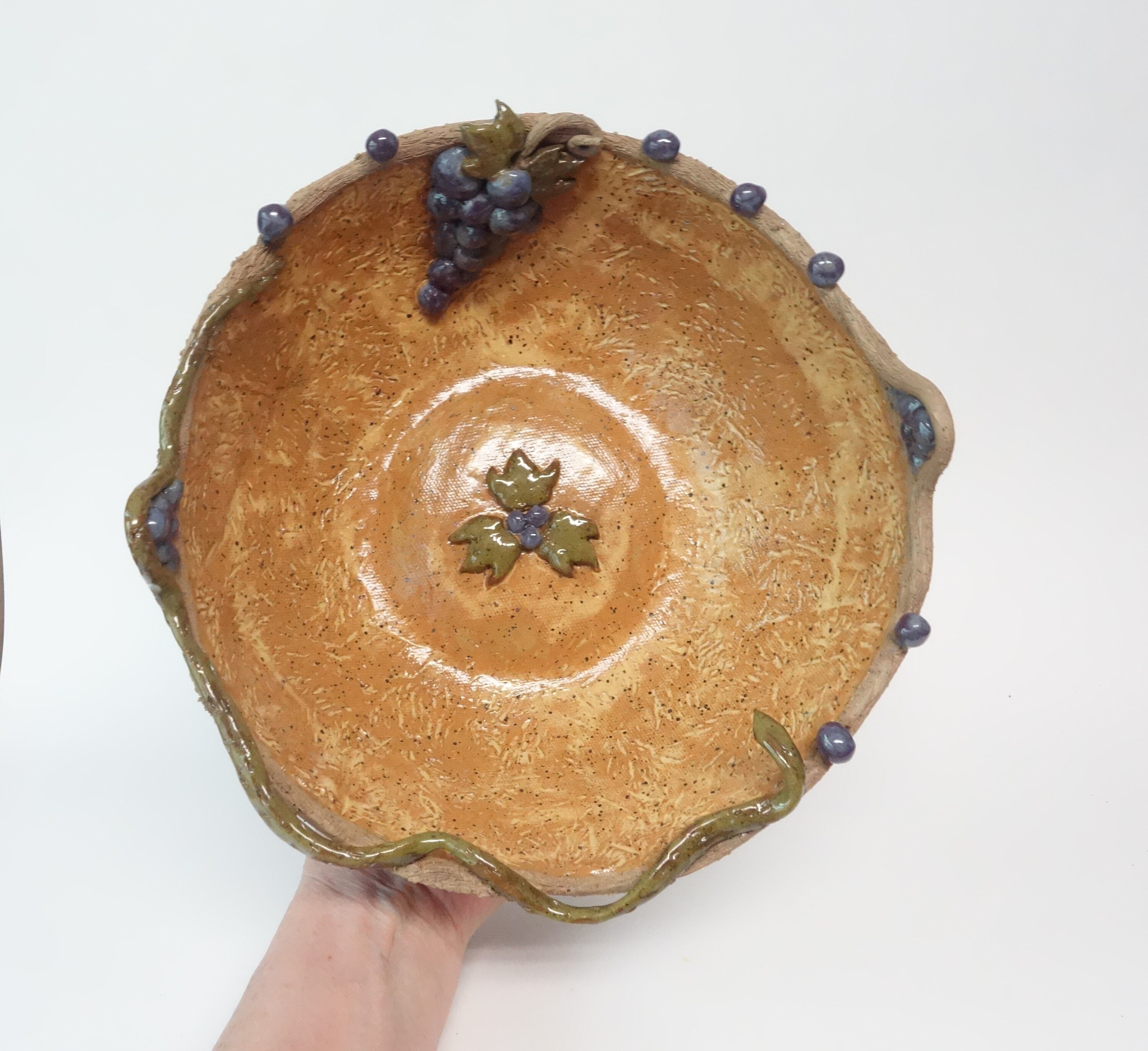 Snake on a Grape Vine Folk Art Pottery Serving Bowl DEE BURROW - Etsy
