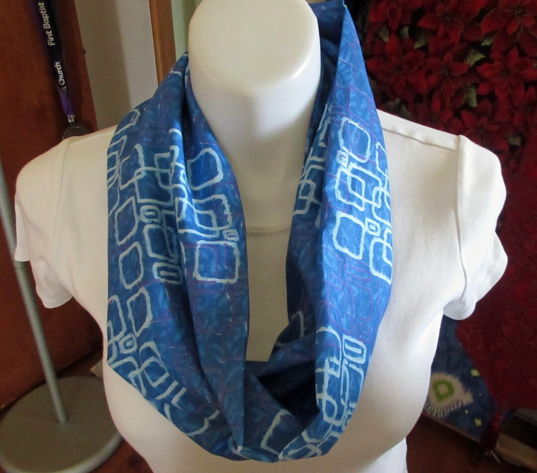 Blue Geometric Infinity Scarf/ Infinity Scarves/ Blue Infinity Scarves ...
