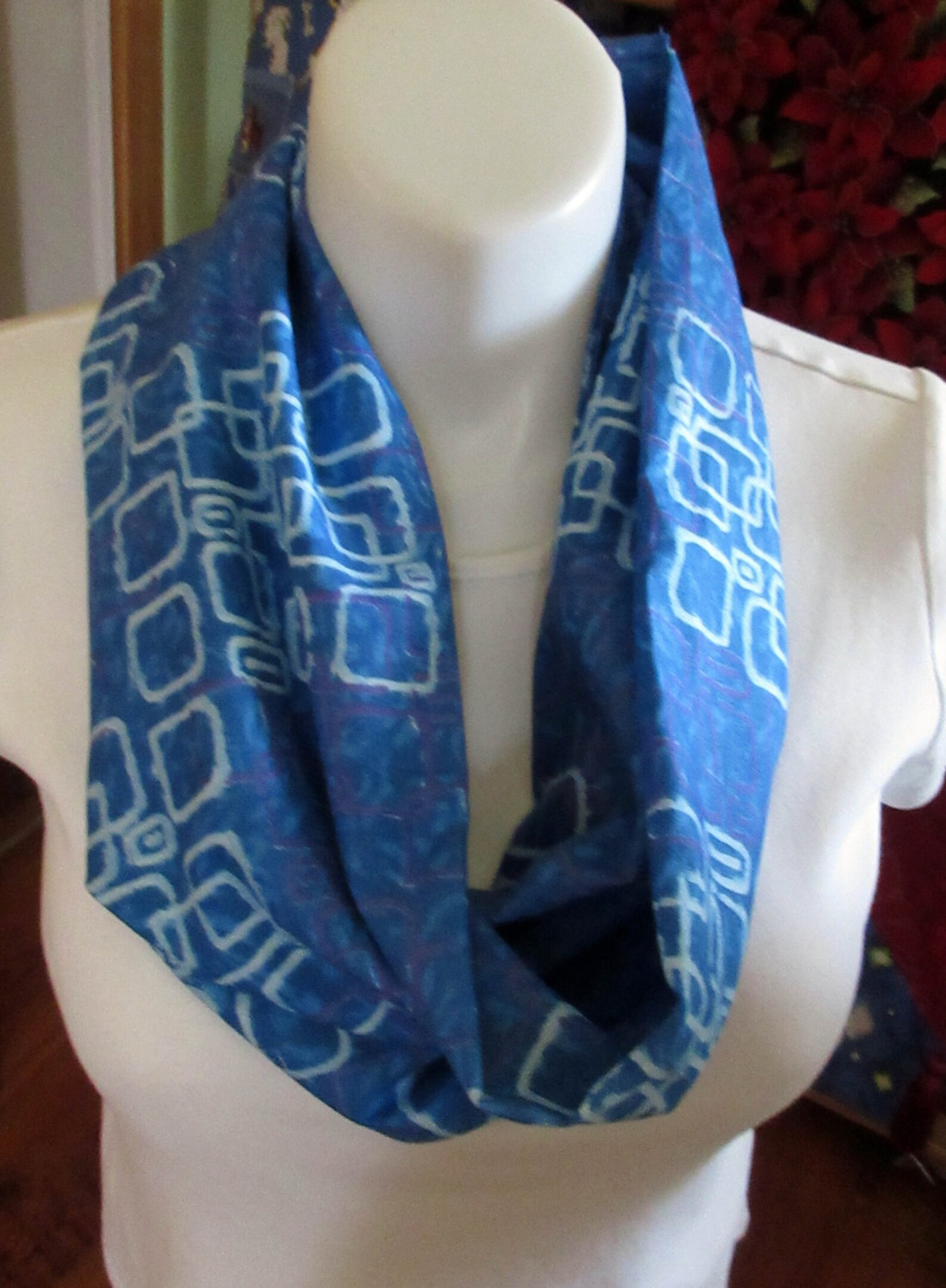 Blue Geometric Infinity Scarf/ Infinity Scarves/ Blue Infinity Scarves ...