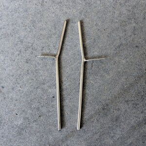 Silver Strip Earrings, Long Line Earrings, Silver Long Earrings, Long ...