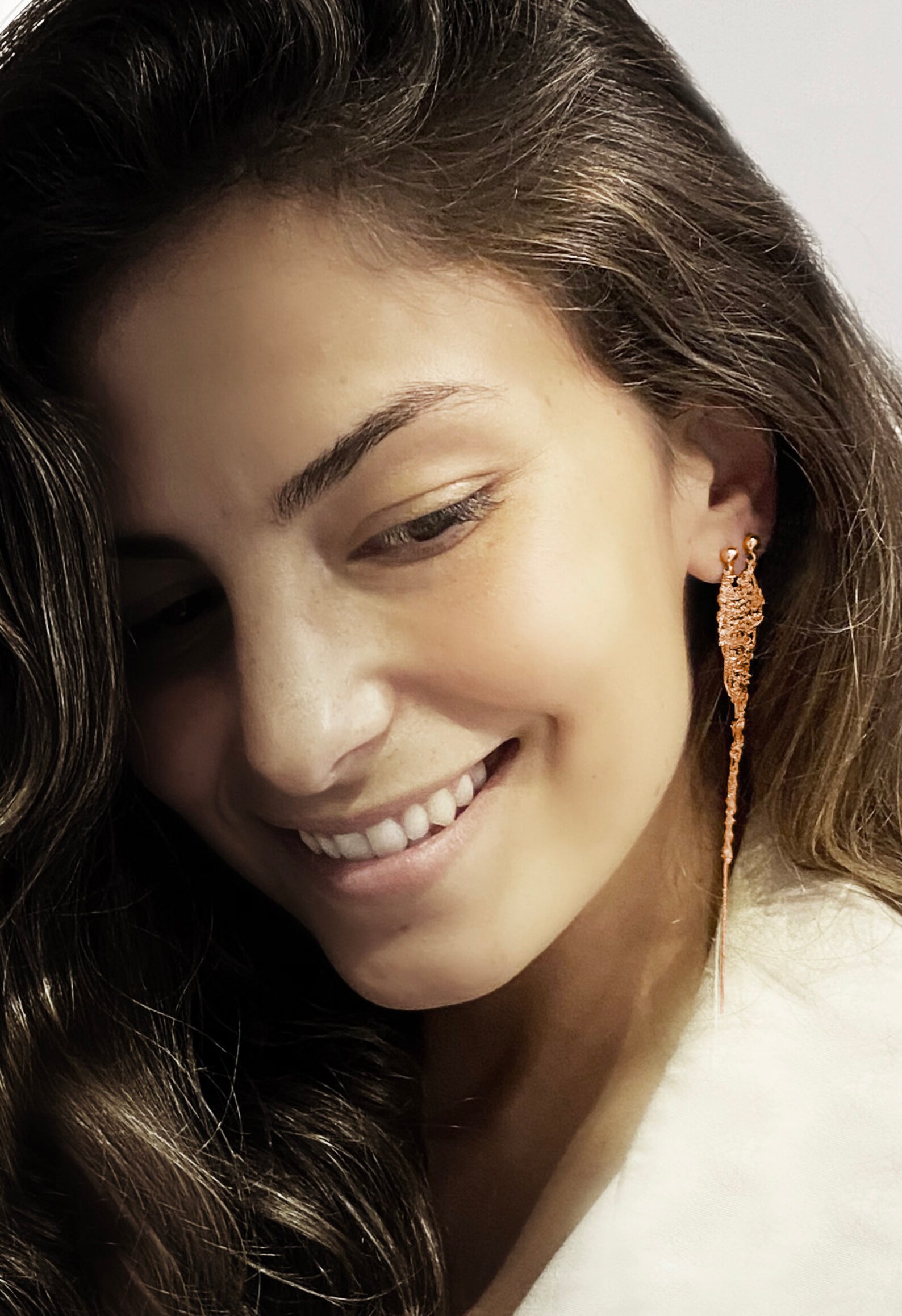 Crochet Gold Chain Earring Double Piercing Two Hole Earring - Etsy