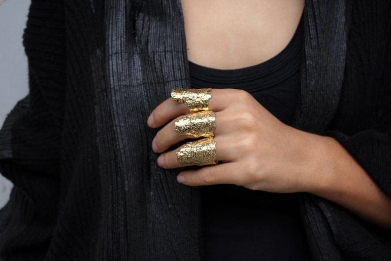 Big Gold Ring Gold Statement Ring Boho Silver Ring Large - Etsy