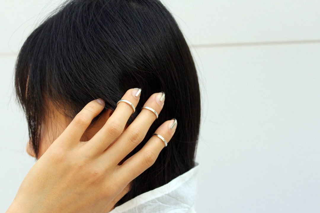 Sterling Silver Fingertip Ring: Minimalist Nail Art, Adjustable Ring - Etsy
