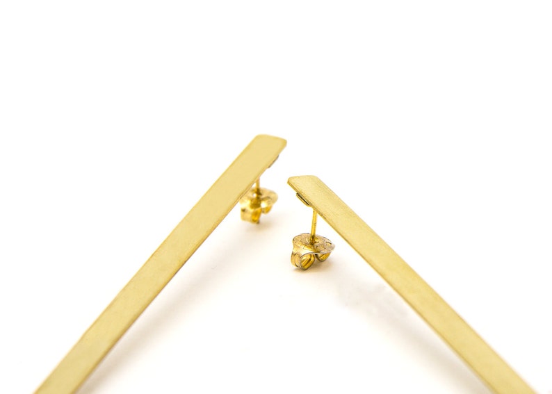 Simple Golden Strip Earrings Minimalist Line Earrings Modern - Etsy