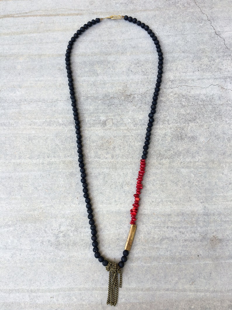Long Red Necklace Valentine Jewelry Valentine Gift Black - Etsy