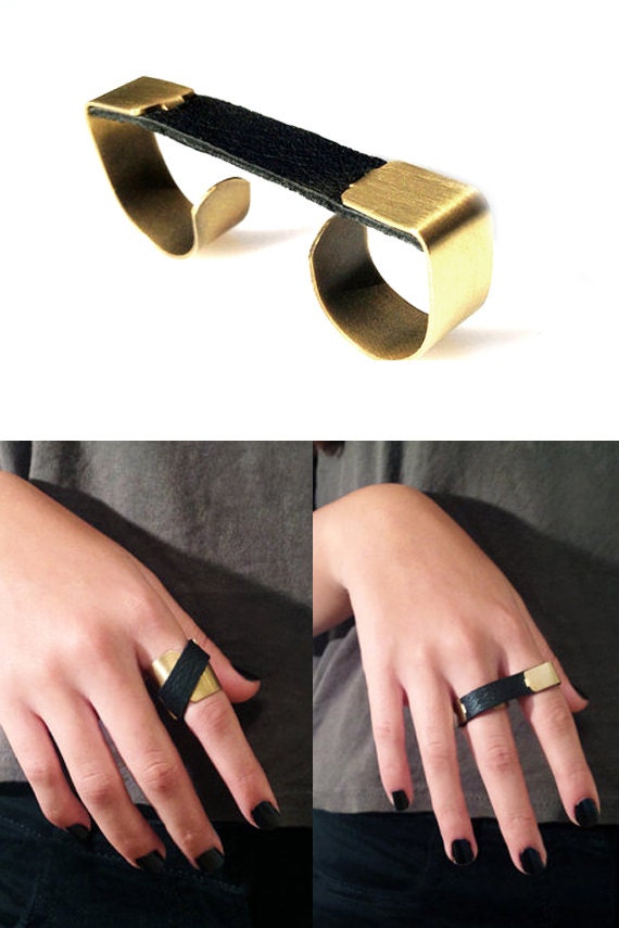 3 Finger Ring With Multiple Choises to Wear Statement Leather | Etsy