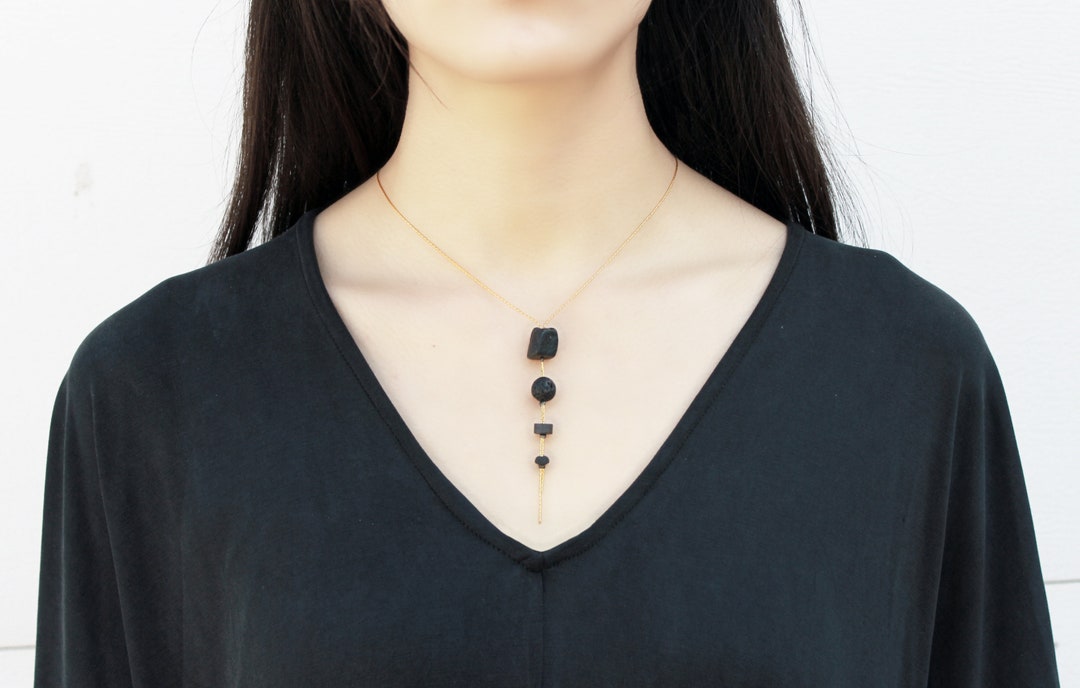 Rough Stone Collar Necklace, Statment Necklace, Short Lariat Necklace ...