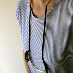 Open Collar Necklace With Fringe Threads, Open Choker Necklace, Metal ...