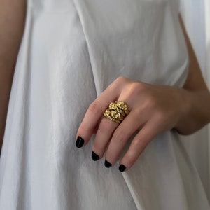 Gold Organic Ring, Bronze Small Ring, Stacking Ring, Rustic Ring ...