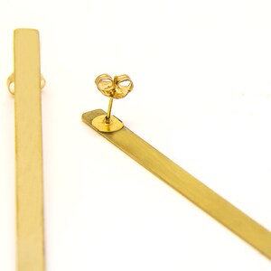 Simple Golden Strip Earrings, Minimalist Line Earrings, Modern Bar ...