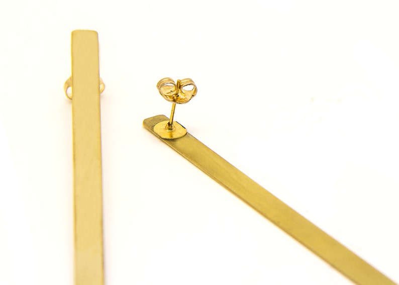 Simple Golden Strip Earrings Minimalist Line Earrings Modern - Etsy