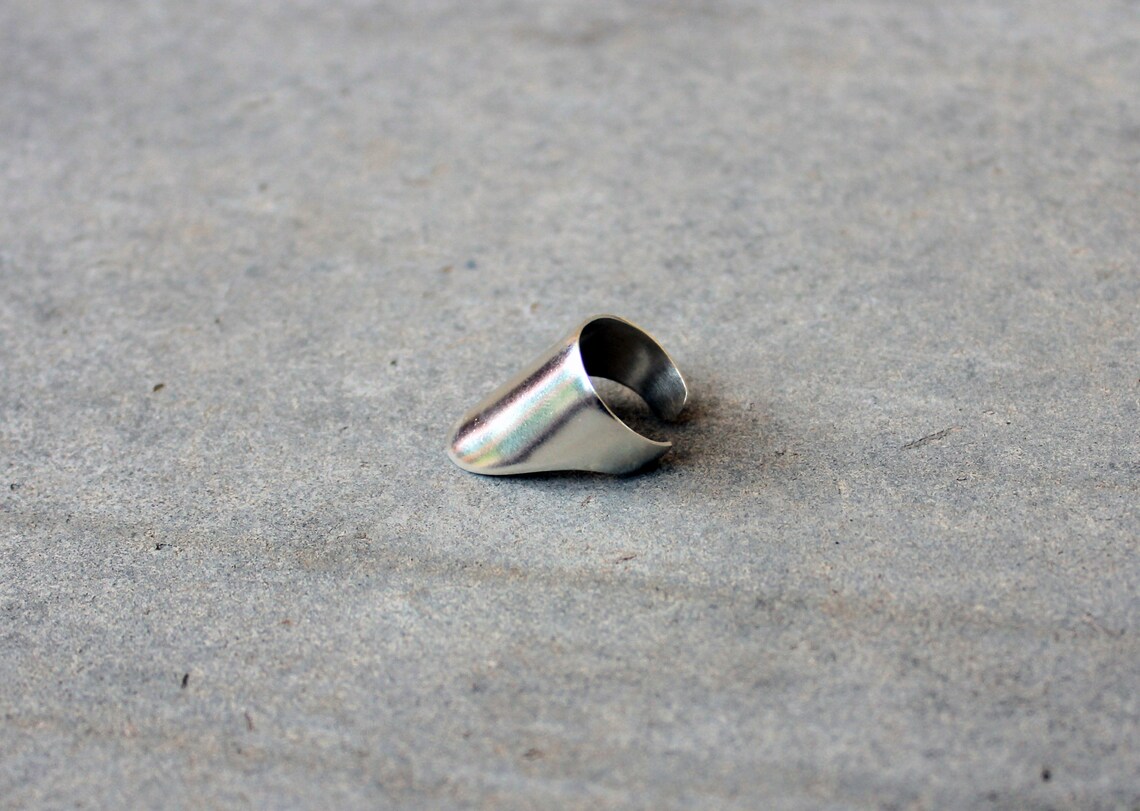 Finger Nail Ring, Silver Nail Ring, Fashion Ring, Big Midi Ring ...