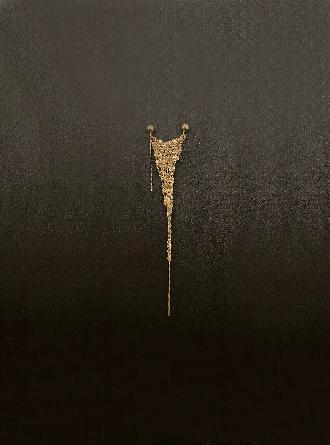 Crochet Gold Chain Earring Double Piercing Two Hole Earring - Etsy