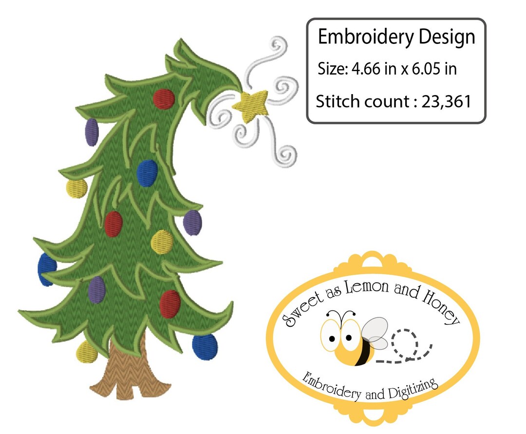 Embroidery Machine File Curved Silly Christmas Tree - Etsy
