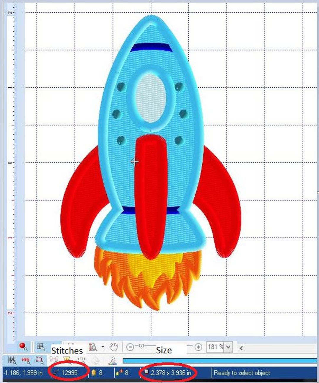 Embroidery File of a Rocket 4 Inch - Etsy
