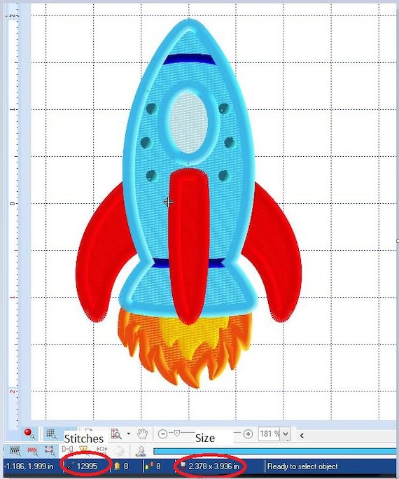 Embroidery File of a Rocket 4 Inch | Etsy
