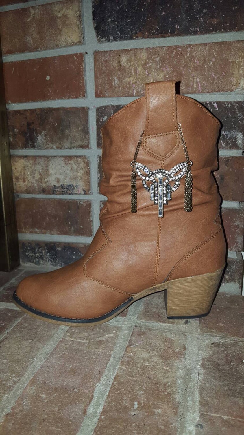 Clear Crystal Modern Art Deco Inspired Boot Bracelet Ankle Jewelry Gift ...