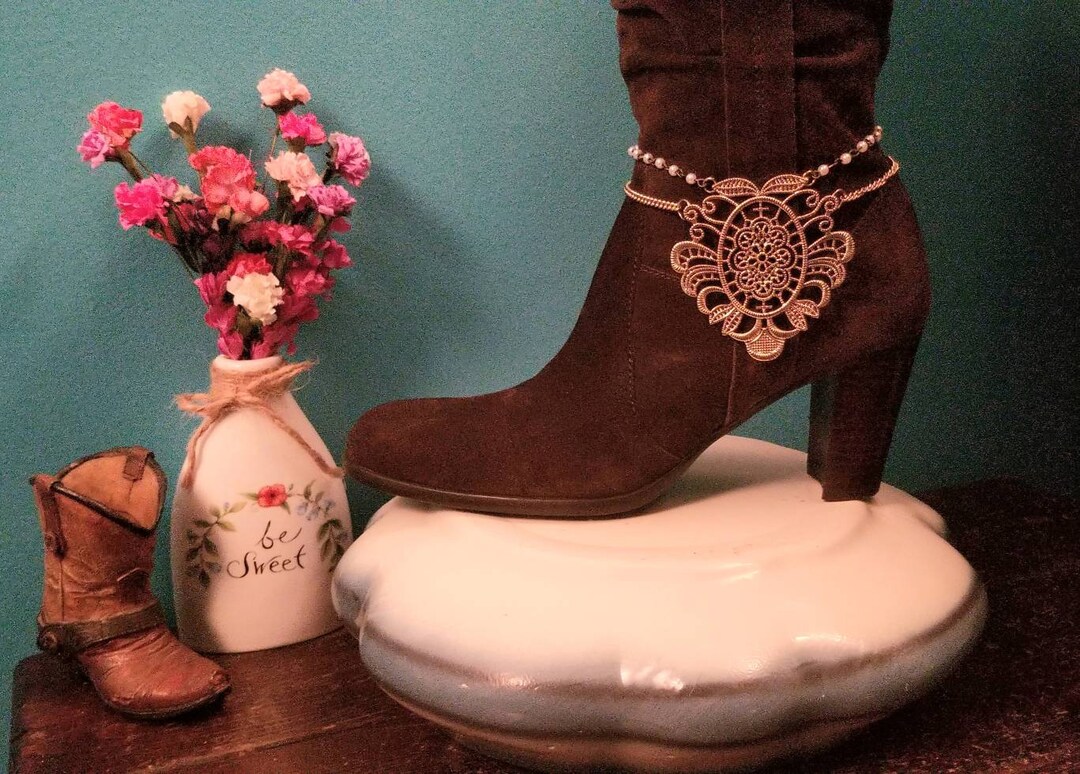 Metal Vintage Lace Medallion Boot Bracelet Bling Ankle Jewelry Gift for ...