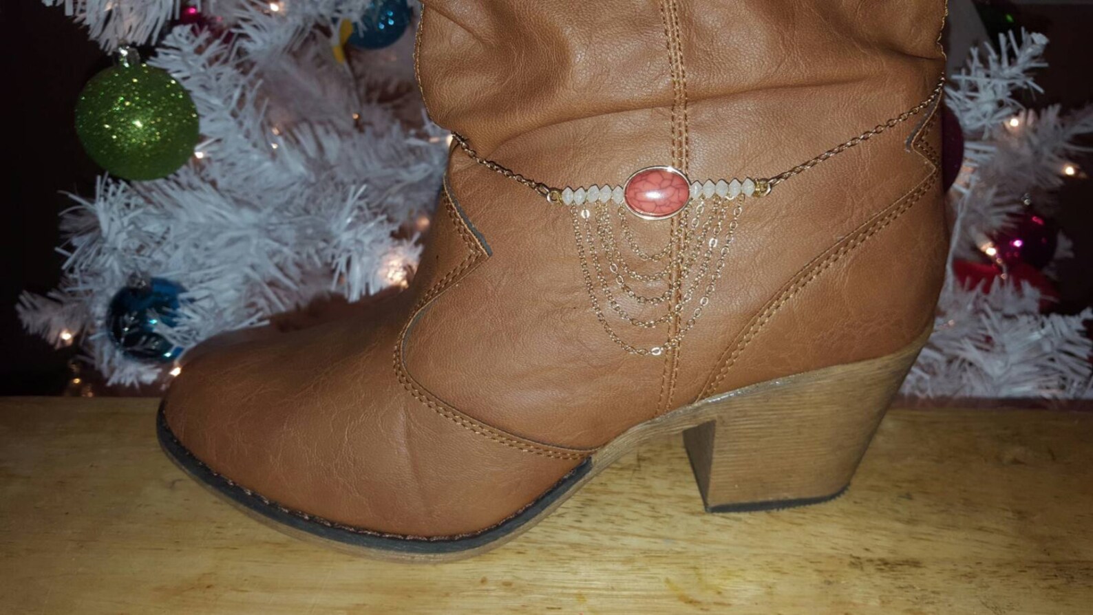 High Fashion Orange Marbled Pendant Boot Bracelet Ankle Jewelry Gift ...