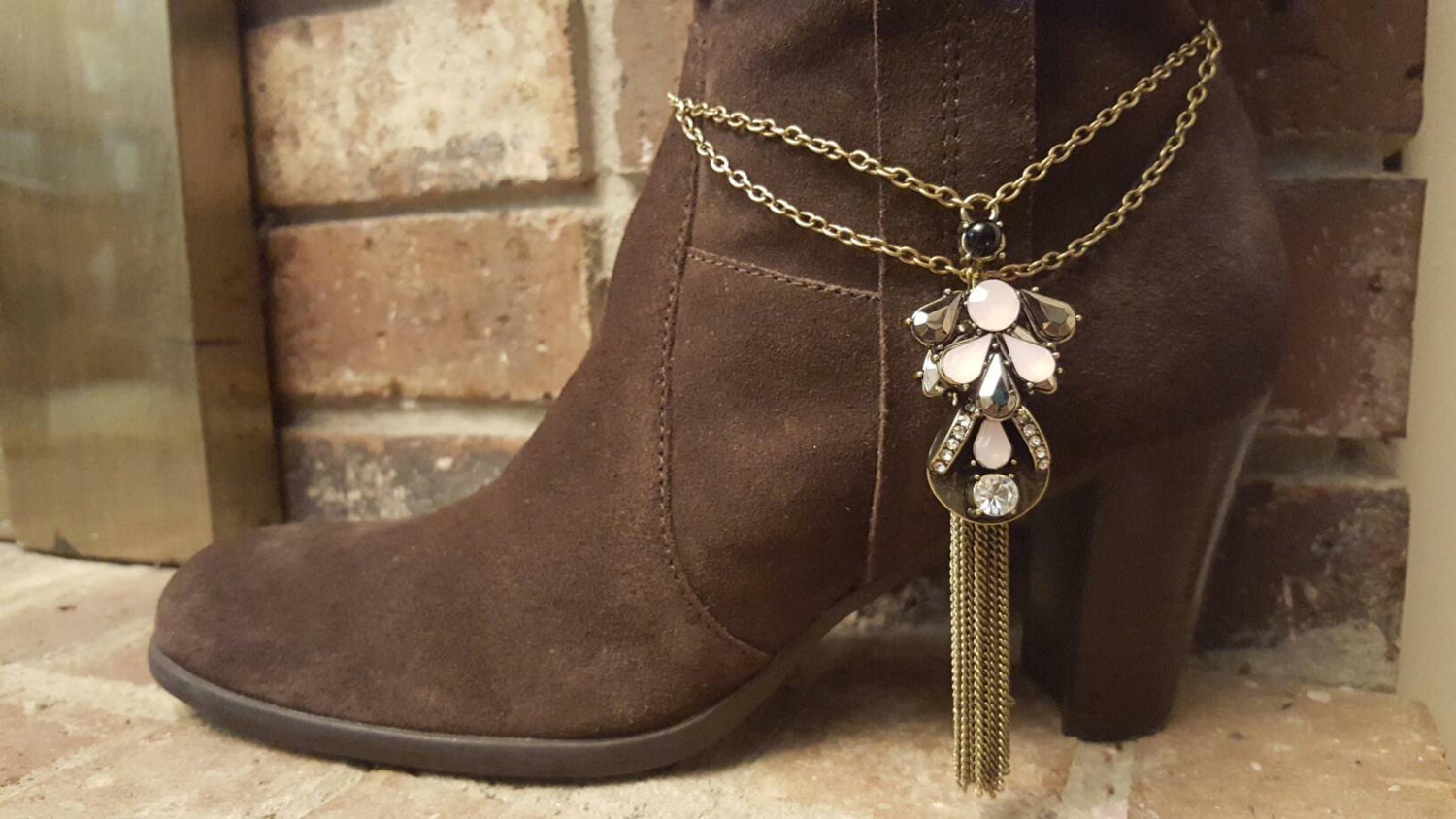 Punky Rock Pink and Black Crystal Bling Boot Bracelet Ankle - Etsy