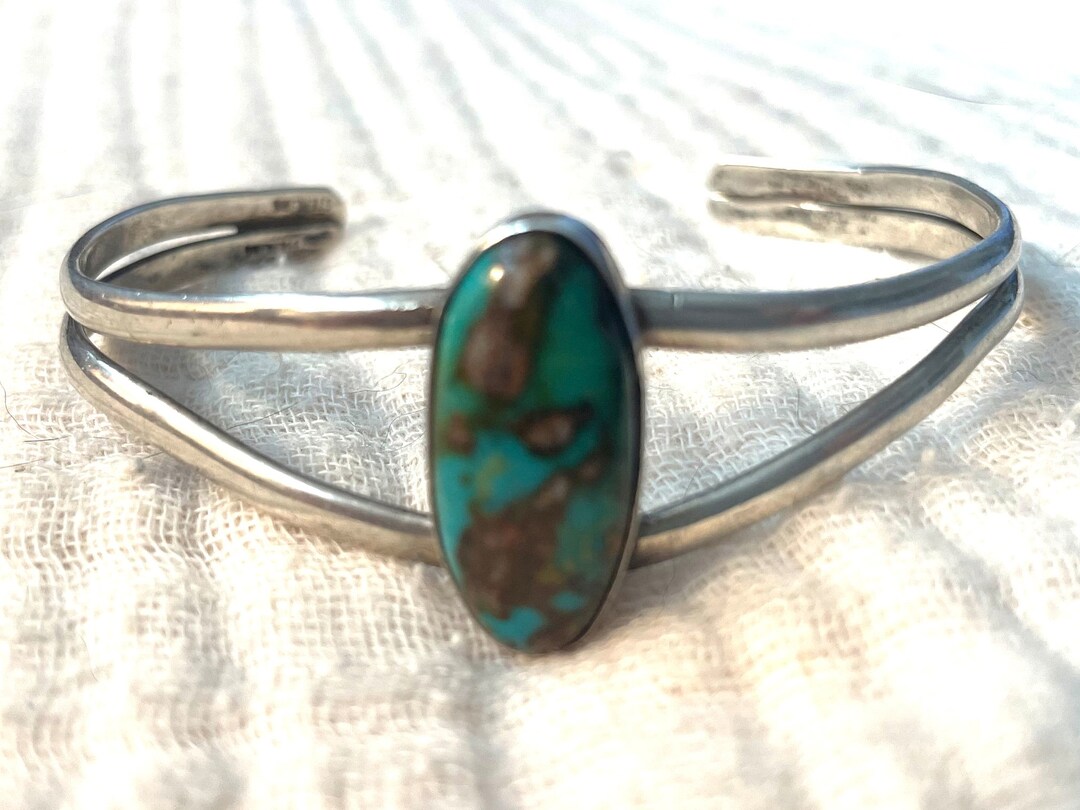 Native American Silver Bracelet With Handsome Turquoise Stone - Etsy