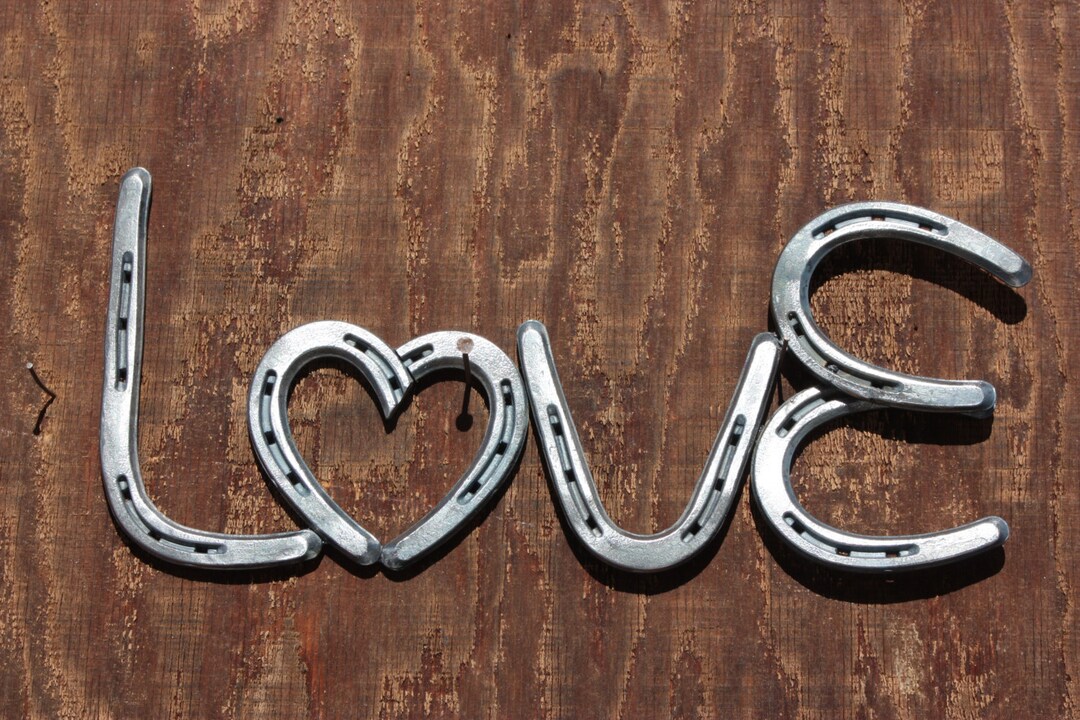 Horseshoe Love Sign W/heart - Horseshoe - Horseshoe Art - Horseshoe ...