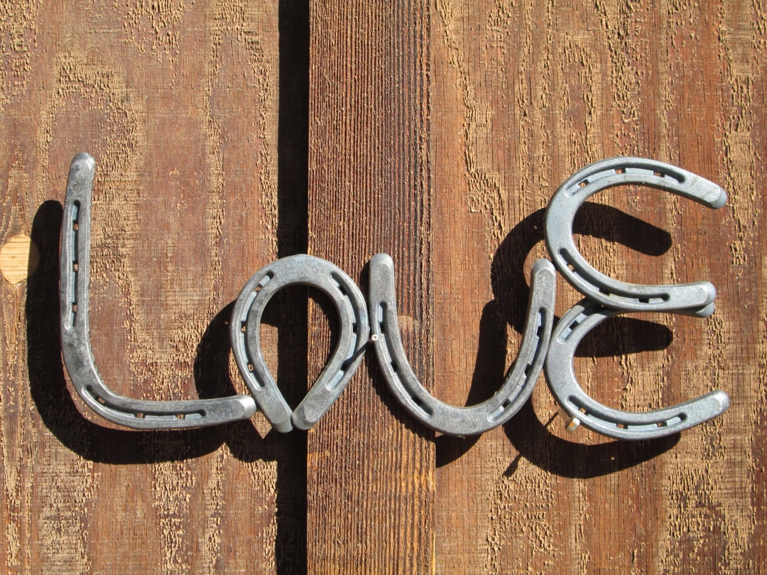 Horseshoe Love Sign - Horseshoe Art - Horseshoe Wall Decor - Rustic ...
