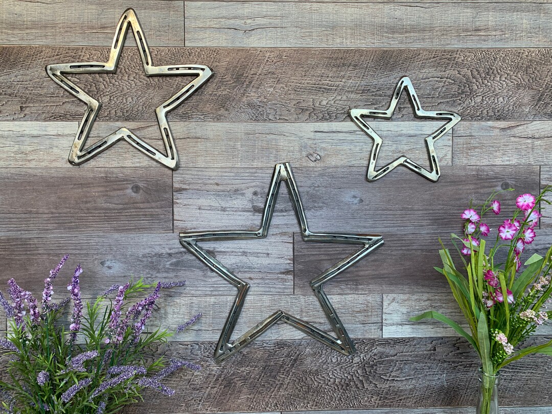 Farmhouse Stars, Horseshoe Star, Metal Star Wall Decor, Rustic Home ...