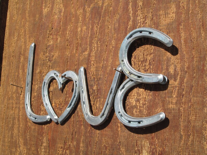 Horseshoe Love Sign W/heart - Horseshoe - Horseshoe Art - Horseshoe ...
