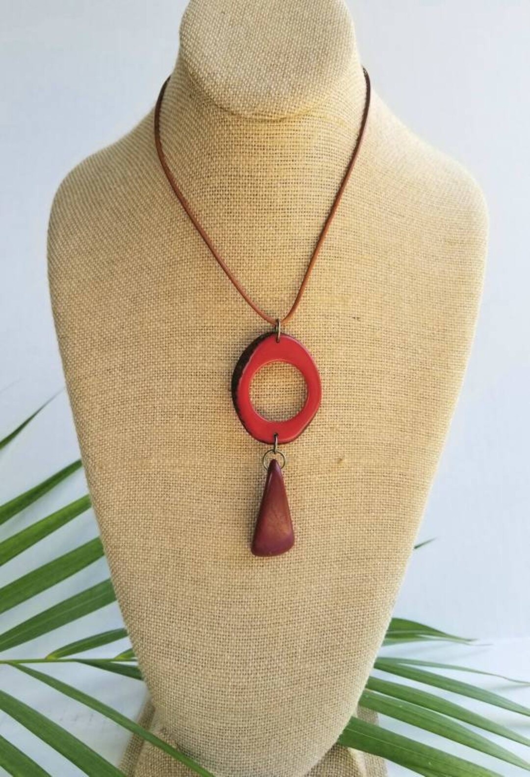 Tagua Nut Pendant. Big, Bold Pendant. Choice of Red or Red and Gray ...