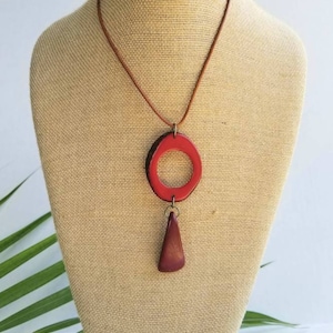 Tagua Nut Pendant. Big, Bold Pendant. Choice of Red or Red and Gray ...